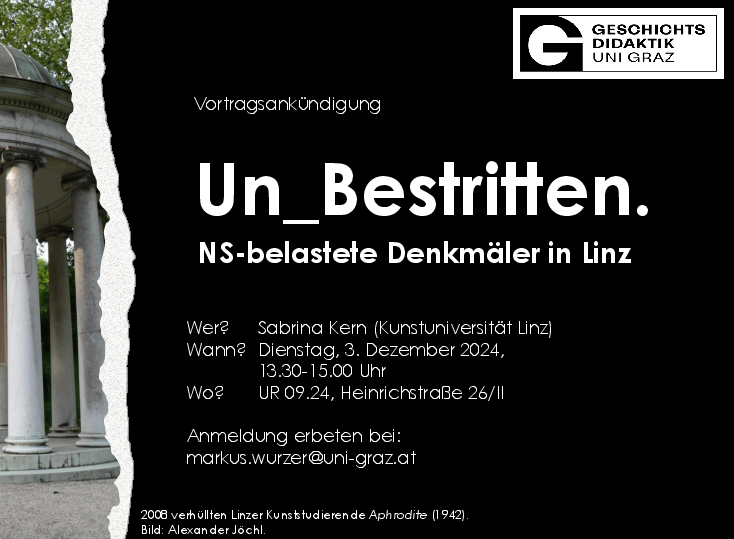 Gastvortrag von Sabrina Kern: Un_Bestritten. NS-belastete Denkmäler in ...